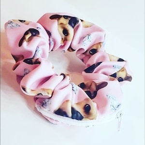 Personalized Zipper Storage Scrunchie Hair Tie Dog Face Scrunchy Hair ...