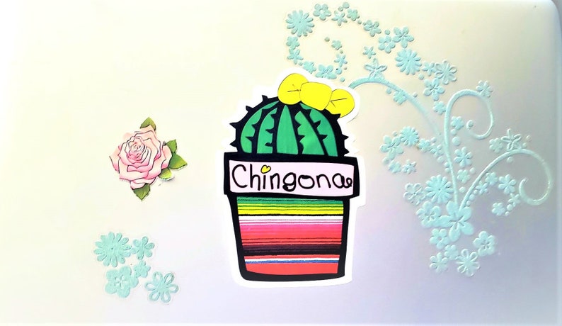 CHINGONA VINYL DECAL Cactus Bow Zarape in Pot Laptop Decal - Etsy