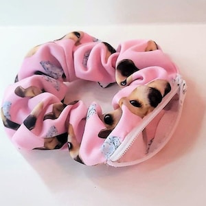 Personalized Zipper Storage Scrunchie Hair Tie Dog Face Scrunchy Hair ...