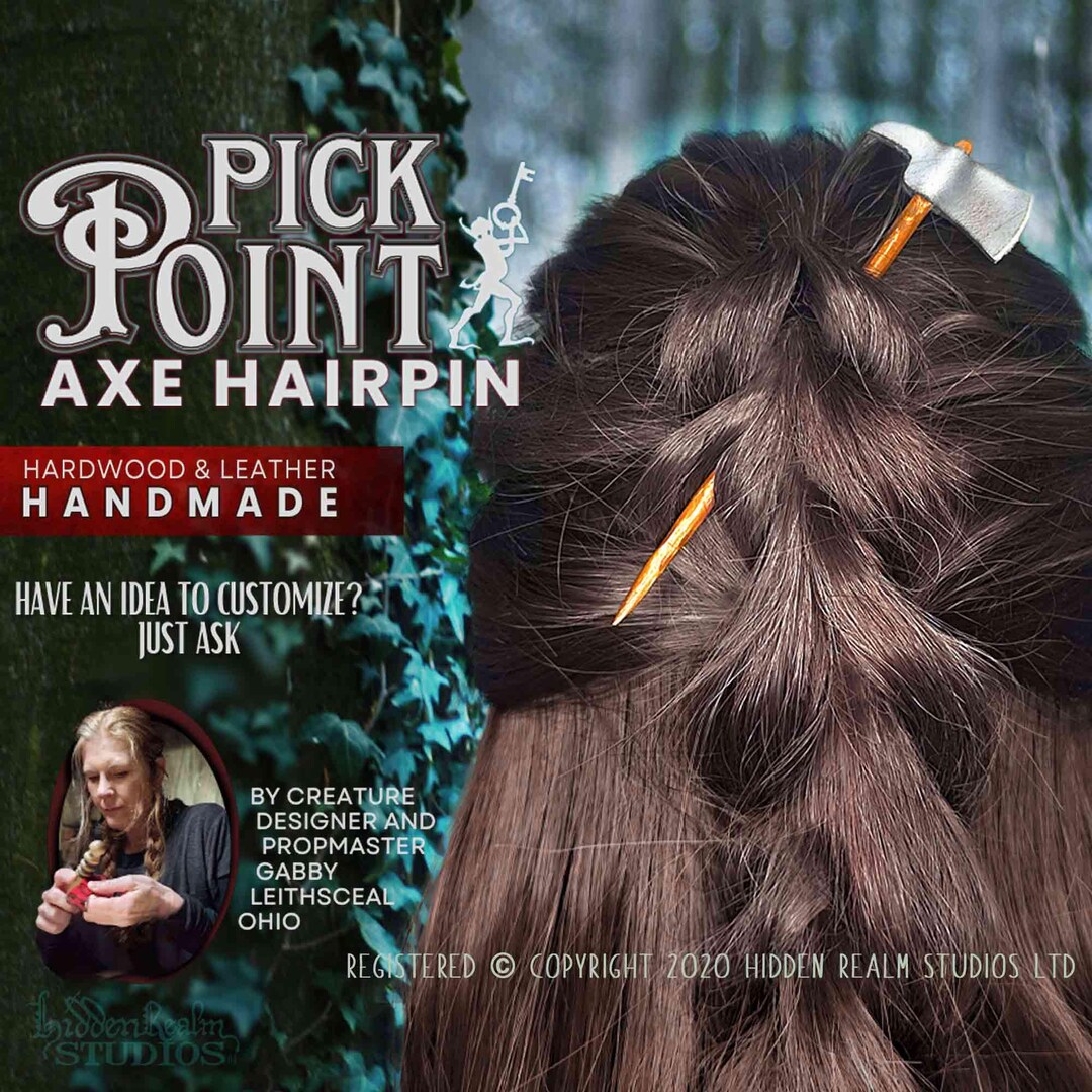 Handmade Leather and Wood Pick Point Axe Hairpin - Etsy