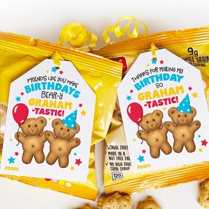 Printable Classroom Birthday Treat Tag Teddy Bear Grahams Treat Bag Tag ...