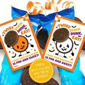 Printable Halloween Tags Cookie Tags Halloween Classroom Trick or Treat ...