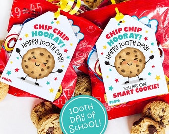 Printable 100th Day of School Tags for Students Snack Tag - Etsy