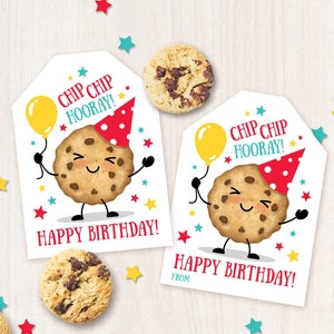 Printable Birthday Gift Tags Treat Bag Chocolate Chip Cookie Tags ...