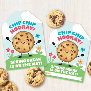 Printable Spring Break Treat Tags Chip Hooray Cookie Tag Printable ...