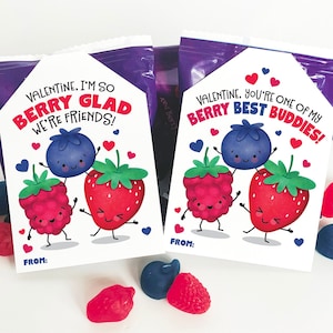 Kids Valentine Tags for School Berry Fruit Snack Valentine - Etsy