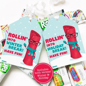 Printable Holiday Fruit Roll up Tags Classroom Treat Bag Holiday Tags ...