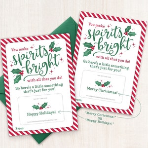 PRINTABLE Holiday Gift Card Holder Christmas Gift for Teacher - Etsy