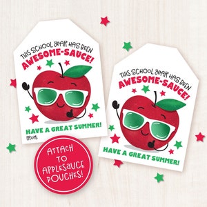 Printable Last Day of School Tag Classroom Treat Tag Applesauce Pouch ...