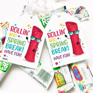 Spring Break Treat Printable Treat Tag Roll up Fruit Snack Tags ...