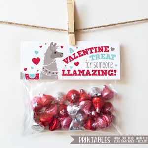 PRINTABLE Kids Valentines Printable Valentine Treat Bag Toppers Llama ...