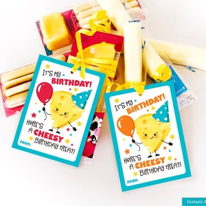 Printable Birthday Treats for Classroom Birthday Snack Tag Cheese Tags ...