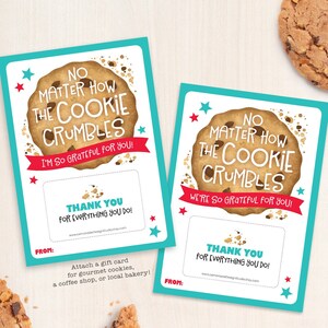 PRINTABLE Cookie Gift Card Holder Cookie Crumble Teacher Gift Teacher ...