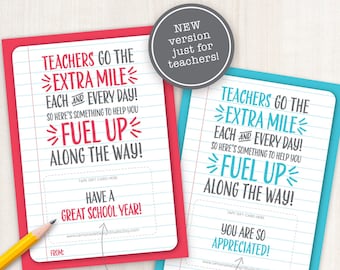 Teacher Gas Card Printable - Etsy