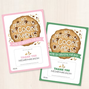 PRINTABLE Cookie Gift Card Holder Cookie Crumble Teacher Gift Teacher ...