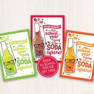 Printable Teacher Back to School Gift Tags Soda Tags Teacher Gift From ...