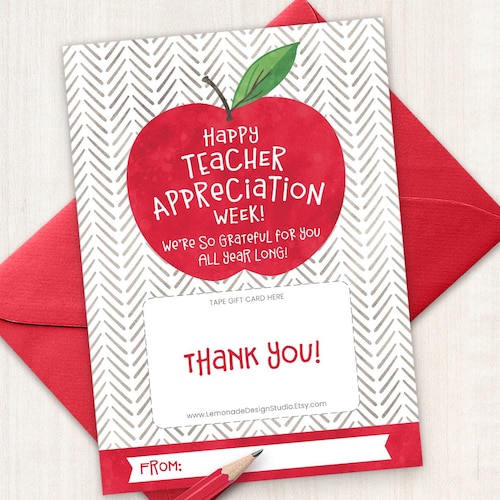 Teacher Appreciation Gift Card Holder Printable Teacher Thank - Etsy