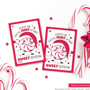 Printable Christmas Treat Tags for Candy Canes Peppermint Hot Cocoa or ...