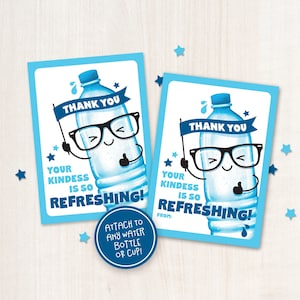 Water Bottle Thank You Tag for Teacher Gift Printable Water ...