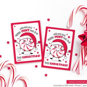 Printable Peppermint Christmas Treat Tags Hot Cocoa Candy Canes School ...