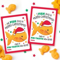 Holiday Goldfish Cracker Kids Teacher Class Treat Gift Tags, Editable ...