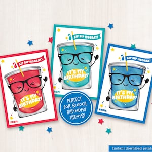 Birthday Treat for School Printable Tags Juice Pouch Tags Classroom ...