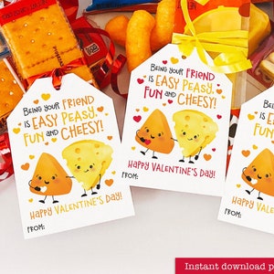 Kids Valentine Tags Printable Cards Cheese Valentine Tags Valentines ...