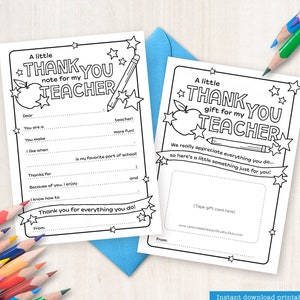 End of Year Teacher Gift Card Holder Teacher Appreciation Tag PRINTABLE ...