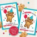 Printable Birthday Treat Tag Classroom Treat Bag Tag Bear Teddy Graham ...