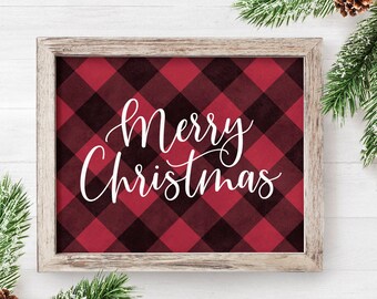 Red Buffalo Plaid Farmhouse Christmas Wall Art Set Christmas - Etsy Canada