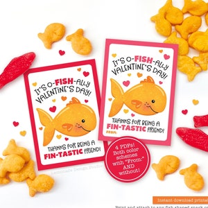 Printable Valentine Tag for Kids Fish Crackers Gummy Fish Goldfish ...