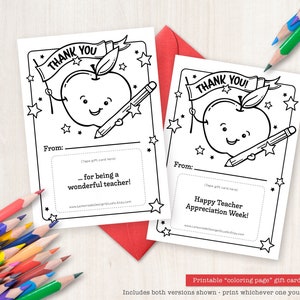 Teacher Appreciation Week PRINTABLE Gift Card Holder Coloring Page ...