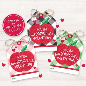 Kids Valentines Kids Valentine Cards Applesauce Valentine Tags ...