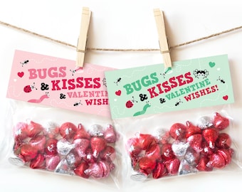 Bugs & Kisses Valentine's Day Bag Toppers and Tags. - Etsy