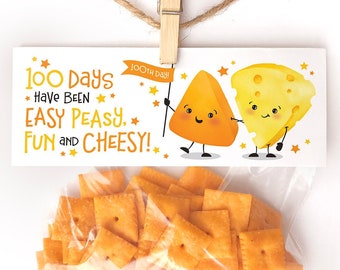 Printable 100th Day of School Tags for Students Snack Tag - Etsy