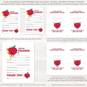 Teacher Appreciation PRINTABLE End of Year Teacher Gift Card Holder ...