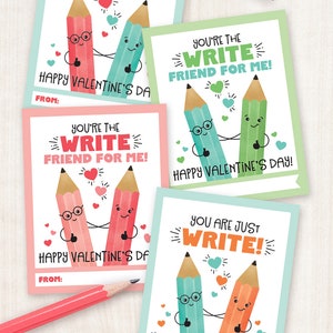 Printable Valentine Cards for Kids Pencil Valentines for School ...