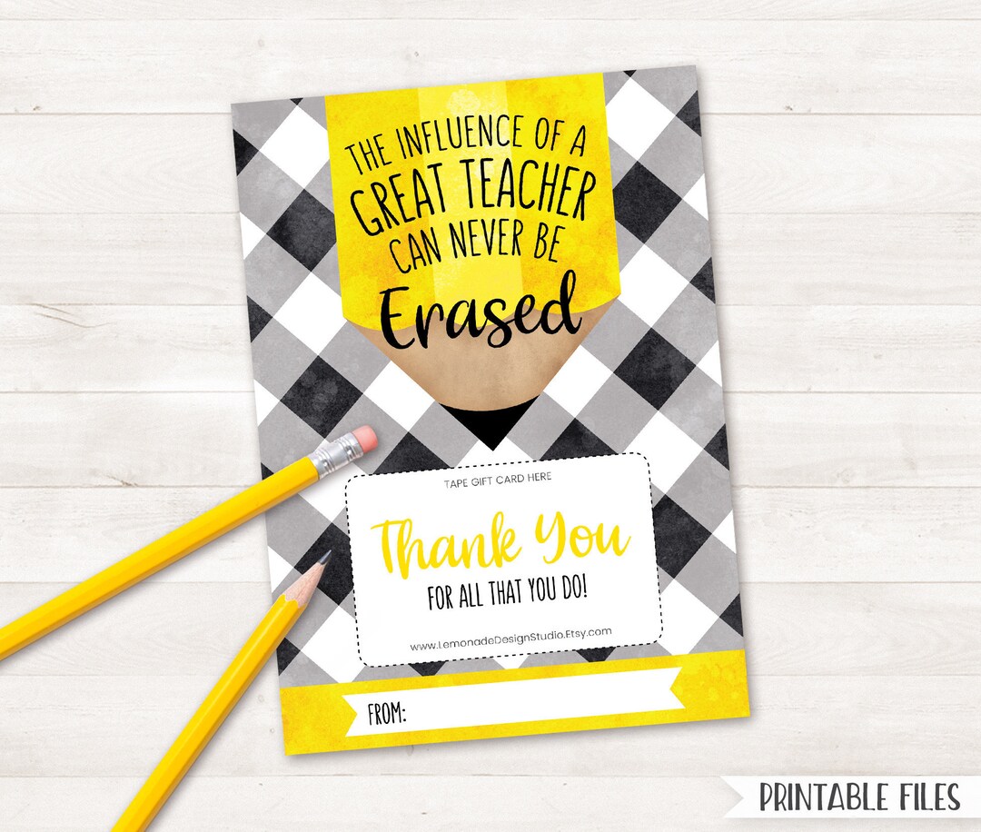 Teacher Appreciation Gift PRINTABLE Teacher Thank You Card End of Year ...