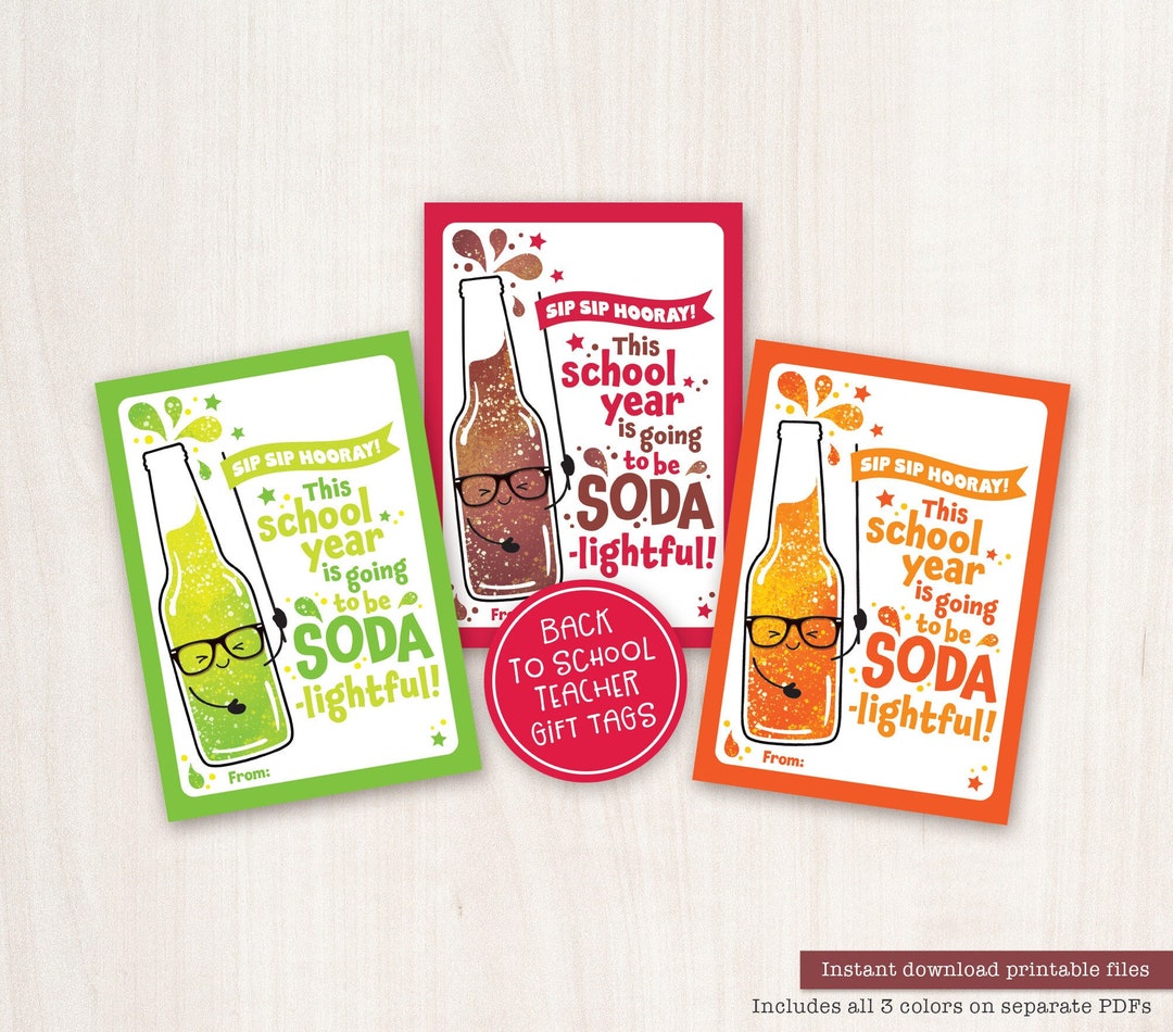 Printable Teacher Back to School Gift Tags Soda Tags Teacher Gift From ...