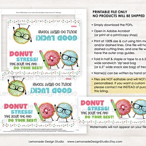 Printable Testing Day Treat Bag Topper Donuts Good Luck Snack Classroom ...