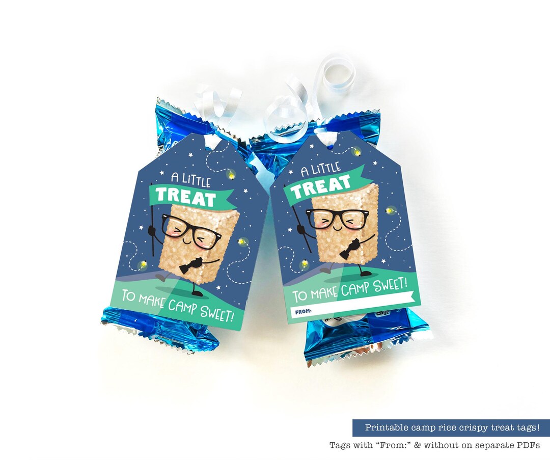 Printable Summer Camp Treat Tag for Crispy Rice Treats Sleepaway Camp ...