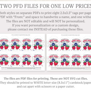 Printable First Day of School Classroom Treat Tag Berry Fruit Snacks ...