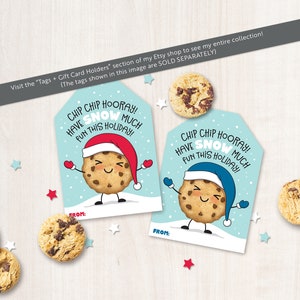 Printable Holiday Cookie Tags Christmas Gift Tags Chocolate Chip Cookie ...