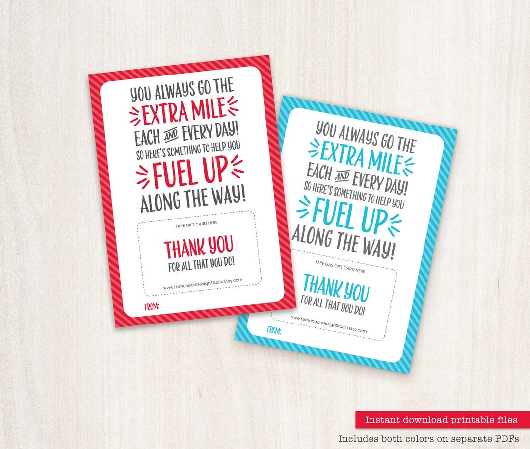 PRINTABLE Gas Gift Card Holder Back to School Teacher Gift - Etsy