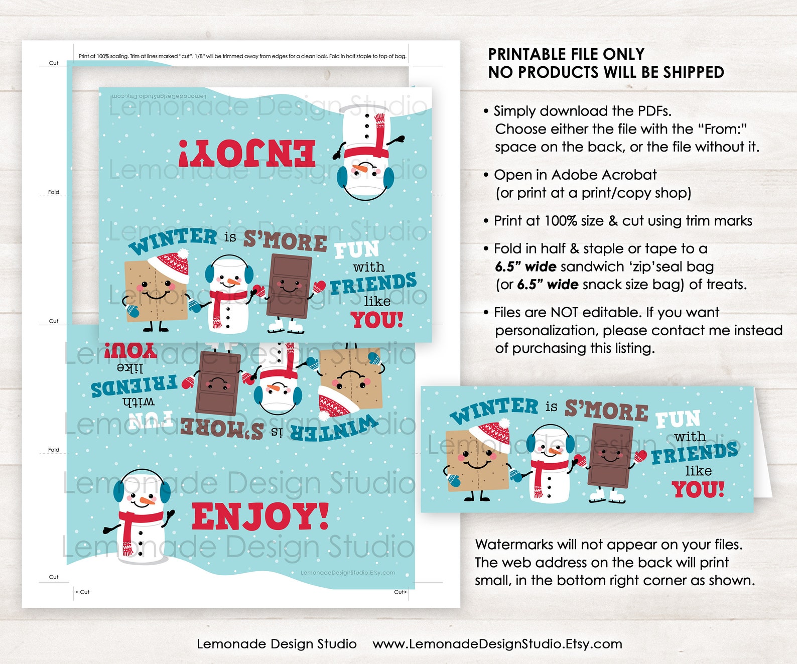 PRINTABLE Winter Favor Tags Holiday Treat Tags Christmas - Etsy