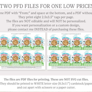 Printable Spring Break Treat Tags Chip Hooray Cookie Tag Printable ...