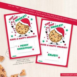 Printable Holiday Cookie Tags Christmas Gift Tags Chocolate Chip Cookie ...