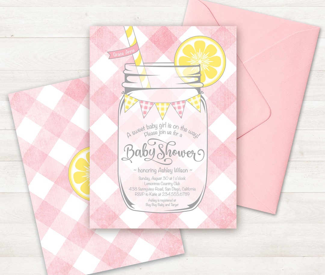 Pink Lemonade Baby Shower Lemon Baby Shower Invite Printable Baby ...