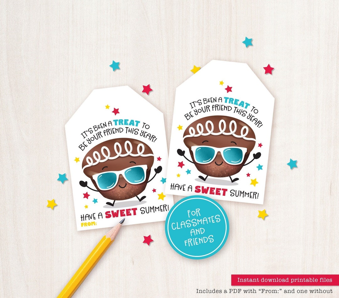 Last Day of School Treat Tag Printable Cupcake Tag End of School Year ...