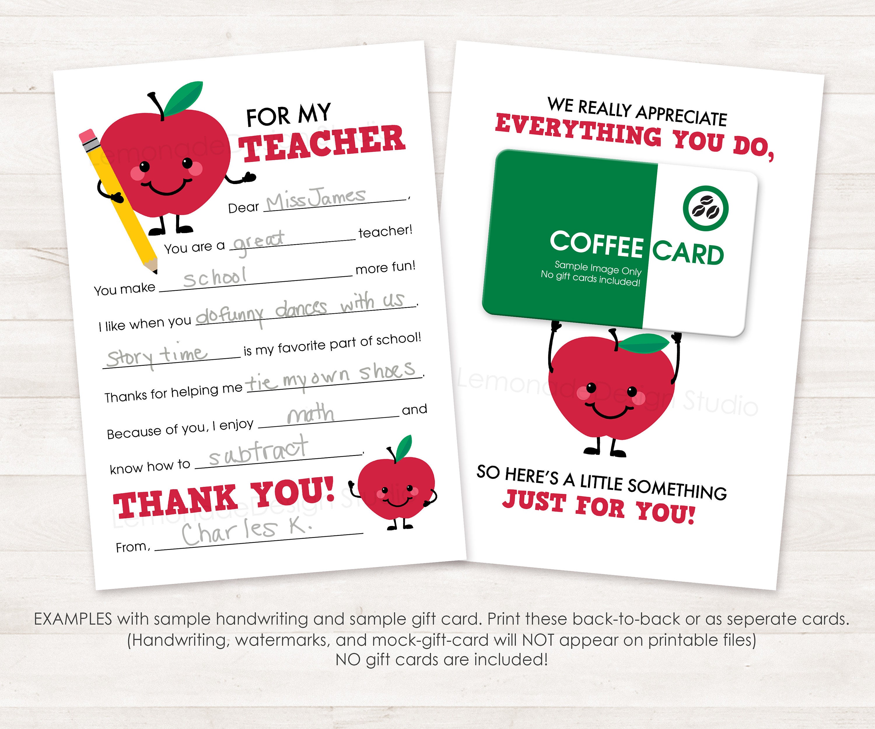 Teacher Appreciation PRINTABLE End of Year Teacher Gift Card Holder ...